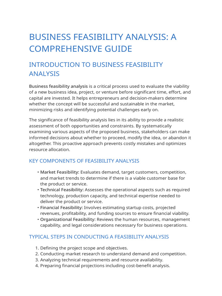 Business Feasibility Analysis Report | PDF | Feasibility Study | Cost ...