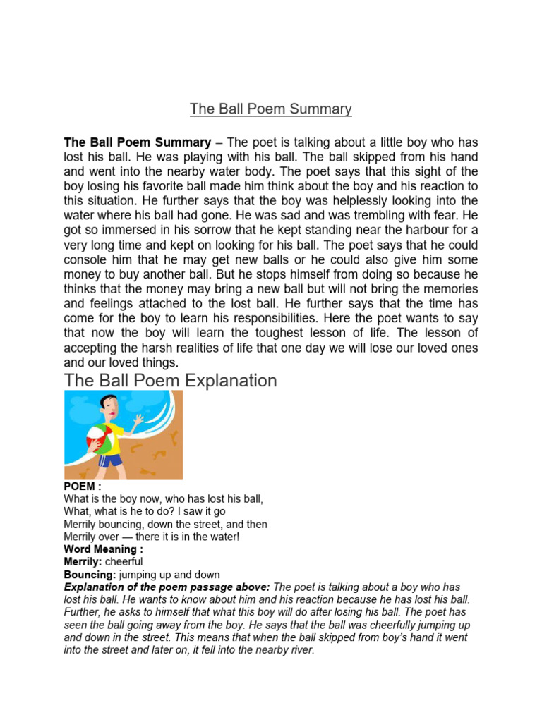 Summary of The Ball Poem | PDF | Epistemology | Rhyme