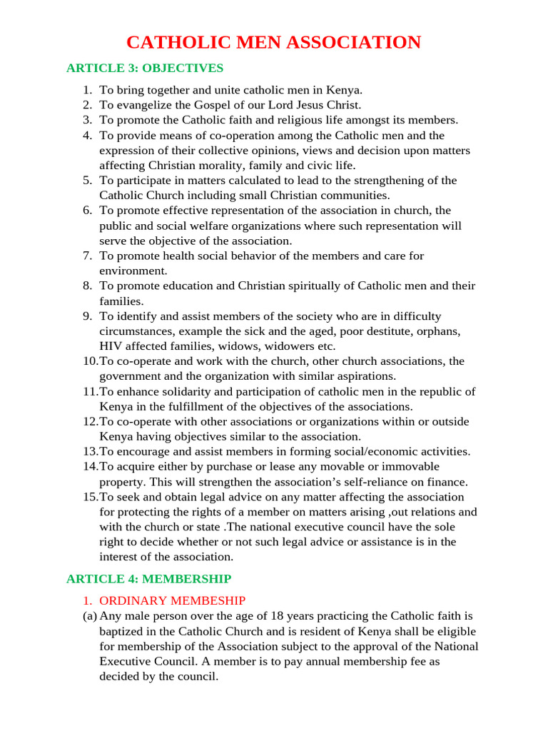 CATHOLIC MEN ASSOCIATION | PDF | Catholic Church