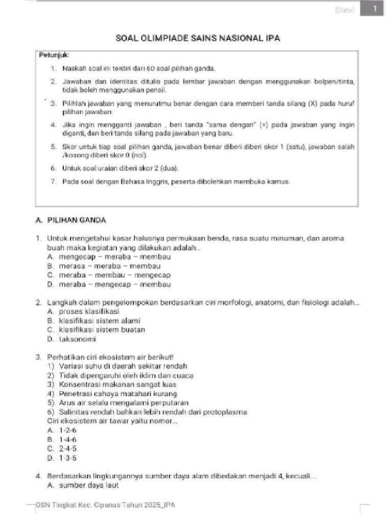 Soal OSN IPA | PDF