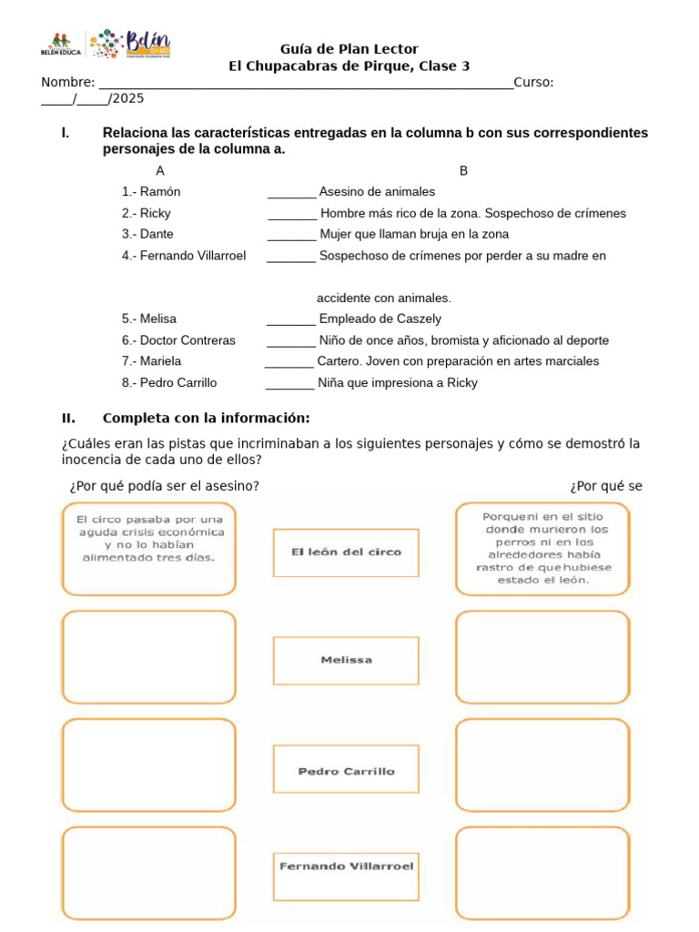 Guía De Plan Lector Clase 3 Pdf
