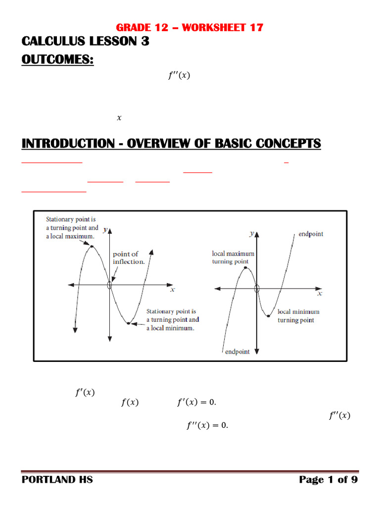 Term 2 - Ws 17 Calculus Lesson 3 | PDF | Derivative | Mathematical Concepts