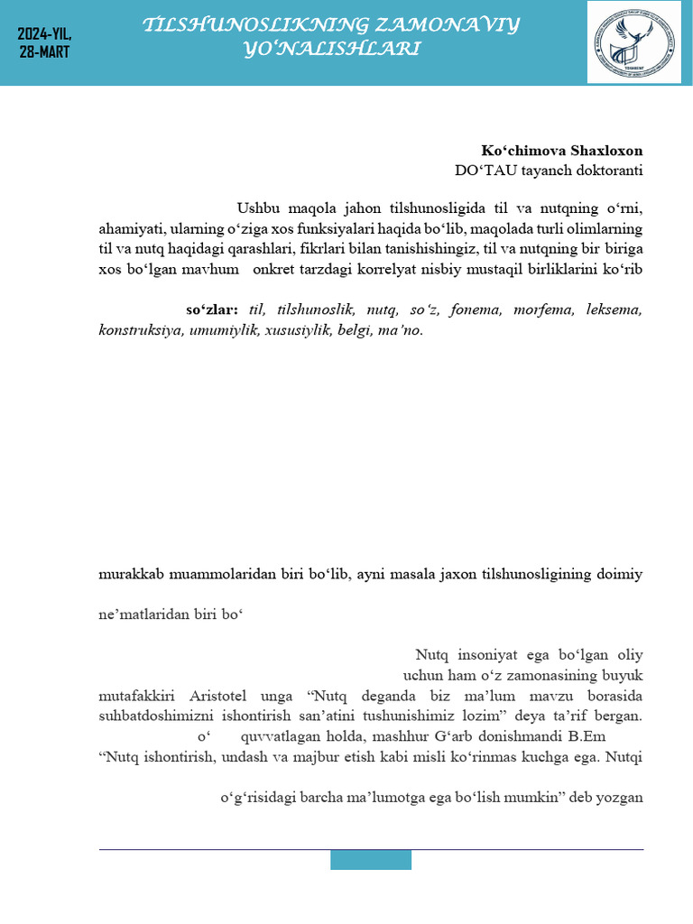 Kuchimova Maqola | PDF