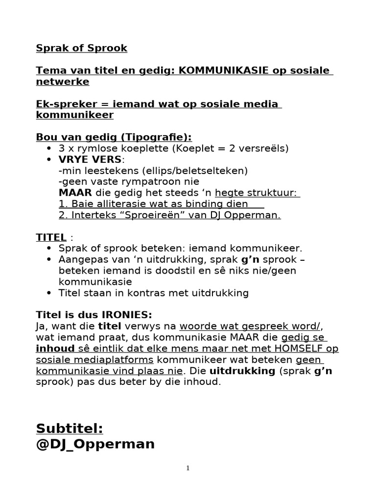 Sprak of Sprook - Notas | PDF