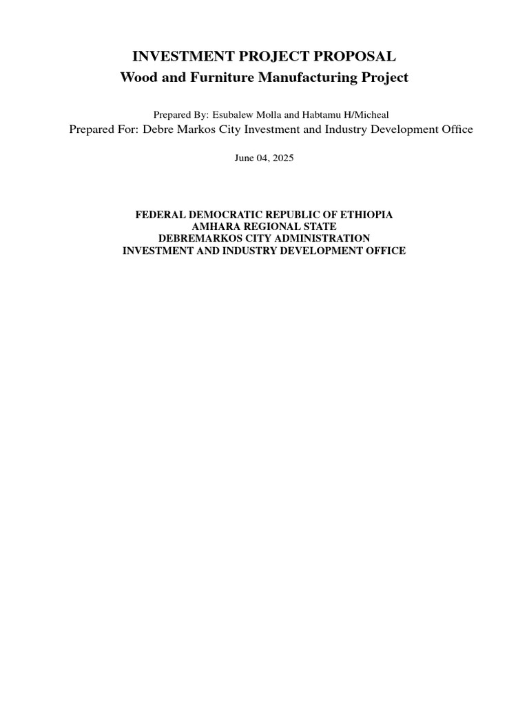 Amba Investment Project Proposal Wood and Furniture Manufacturing Project | PDF | Plywood | Lumber