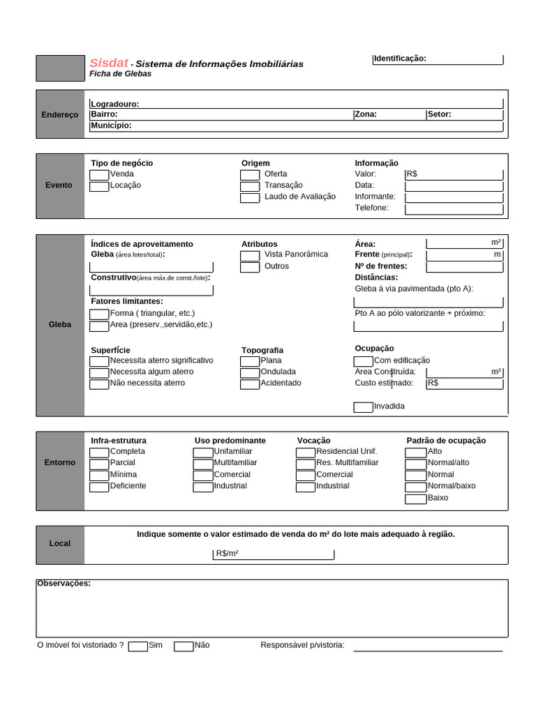 Ficha de Glebas | PDF