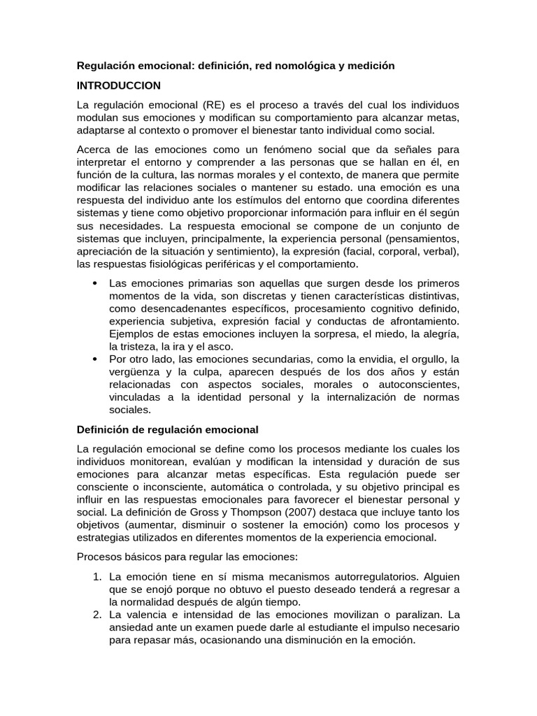 Regulacion Emocional | PDF | Las emociones | Autorregulación emocional