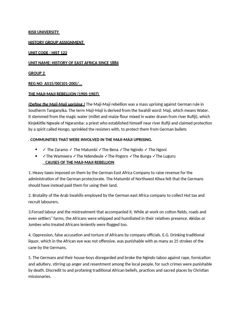 The Maji-Maji Rebellion | PDF