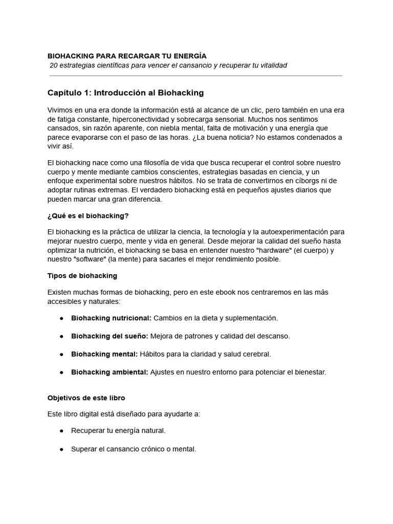 Biohacking para Recargar Tu Energía | PDF | Ritmo circadiano | Dormir