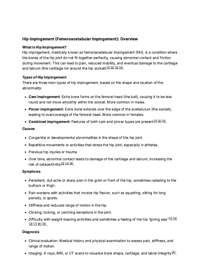 Hip Impingement (Femoroacetabular Impingement) - Ov | PDF | Diseases And Disorders ...