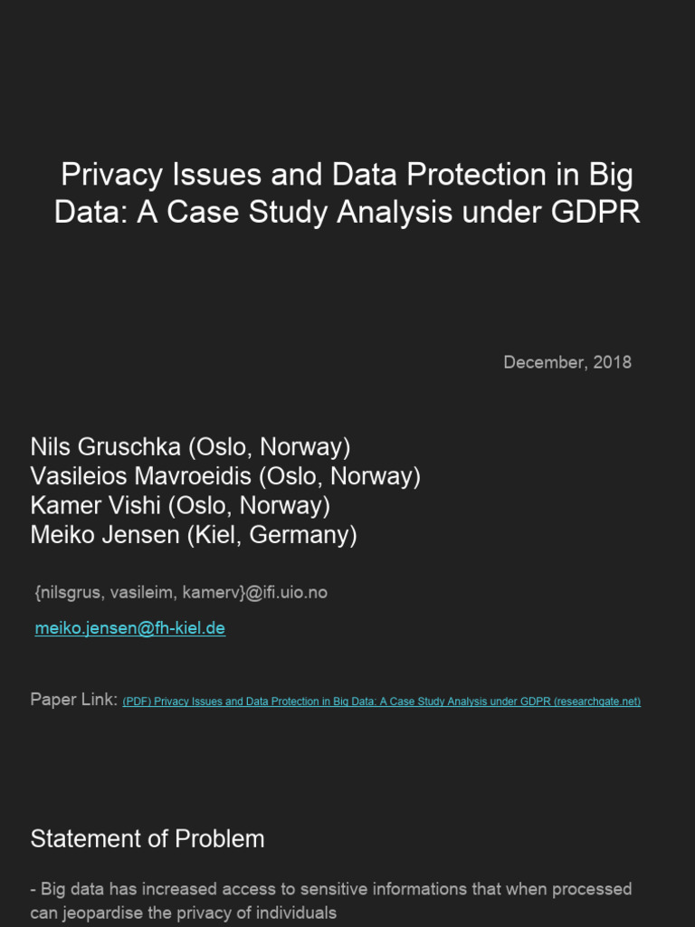 Privacy Issues and Data Protection in Big Data | PDF