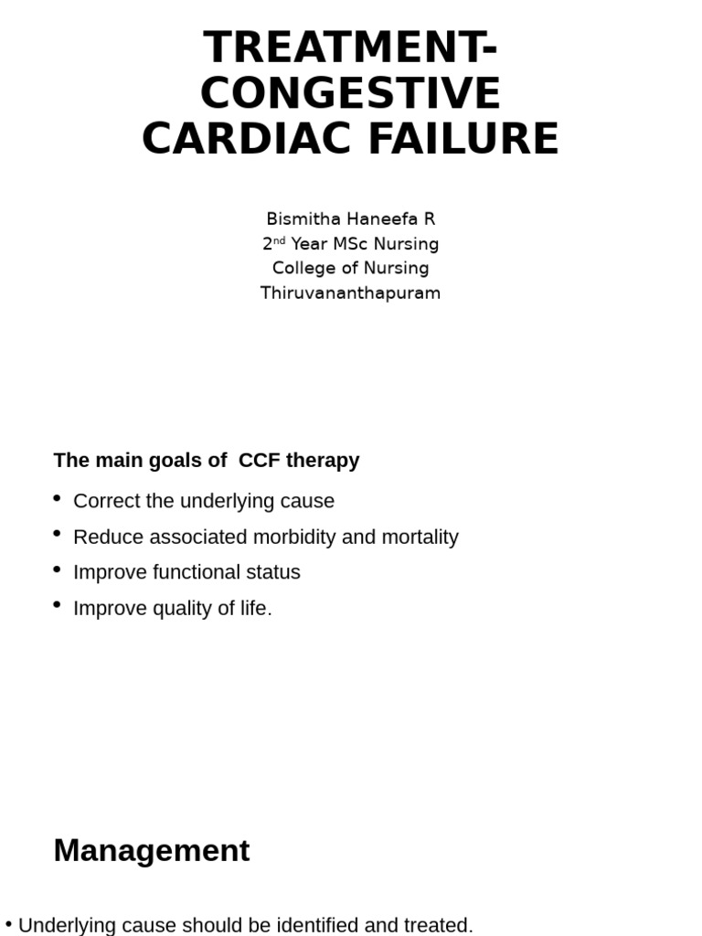 Treatment - Congestive Cardiac Failure | PDF | Heart Failure | Heart