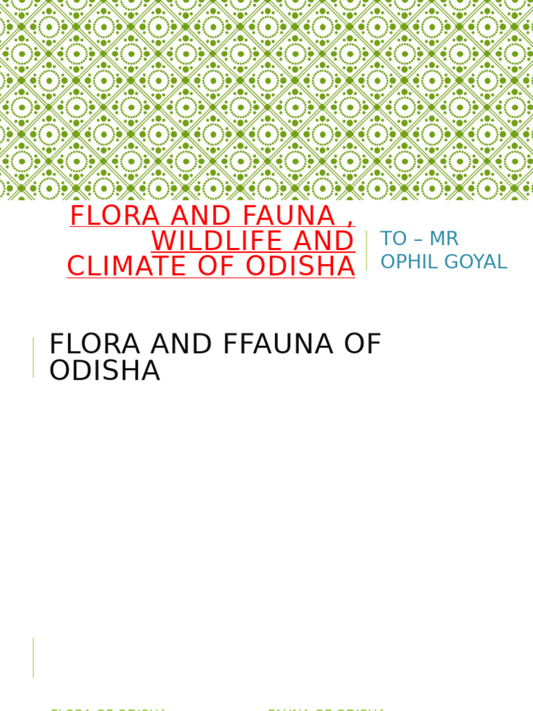 Flora and Fauna, Wildlife and Climate of Odisha Aarza | PDF