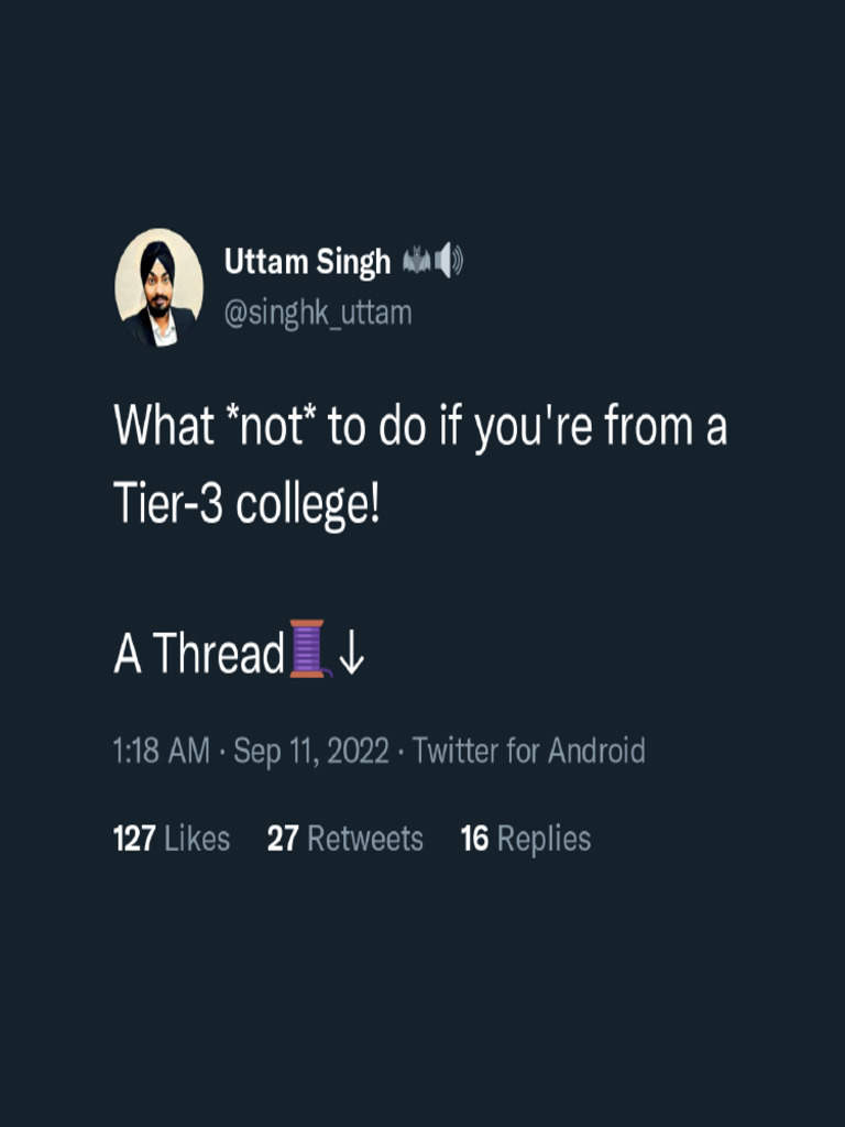 What Not to Do if You'Re From a Tier-3 College!? | PDF