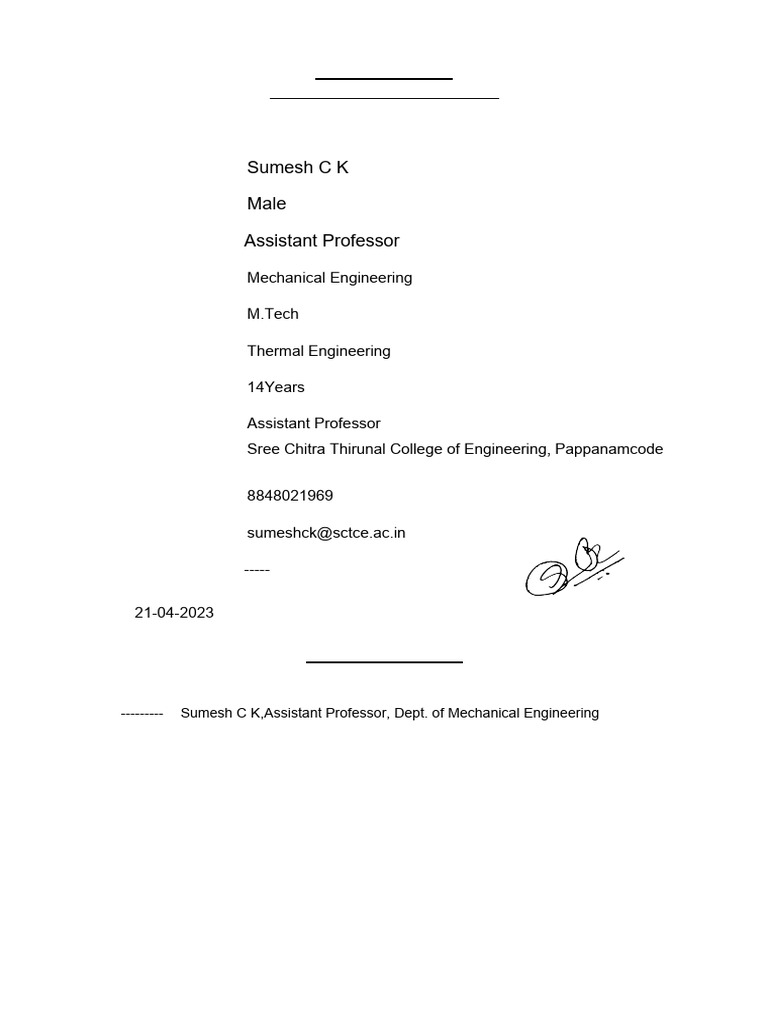 Registration Form - Sumesh C K | PDF