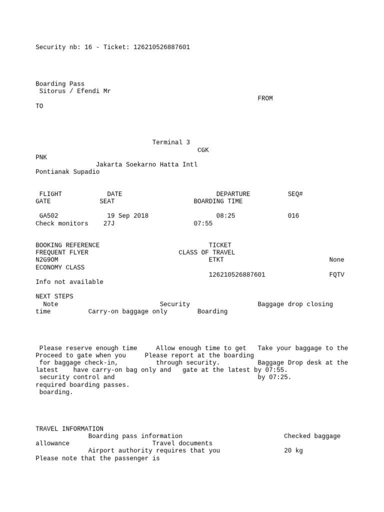 Boarding Pass Garuda Indonesia 4 | PDF