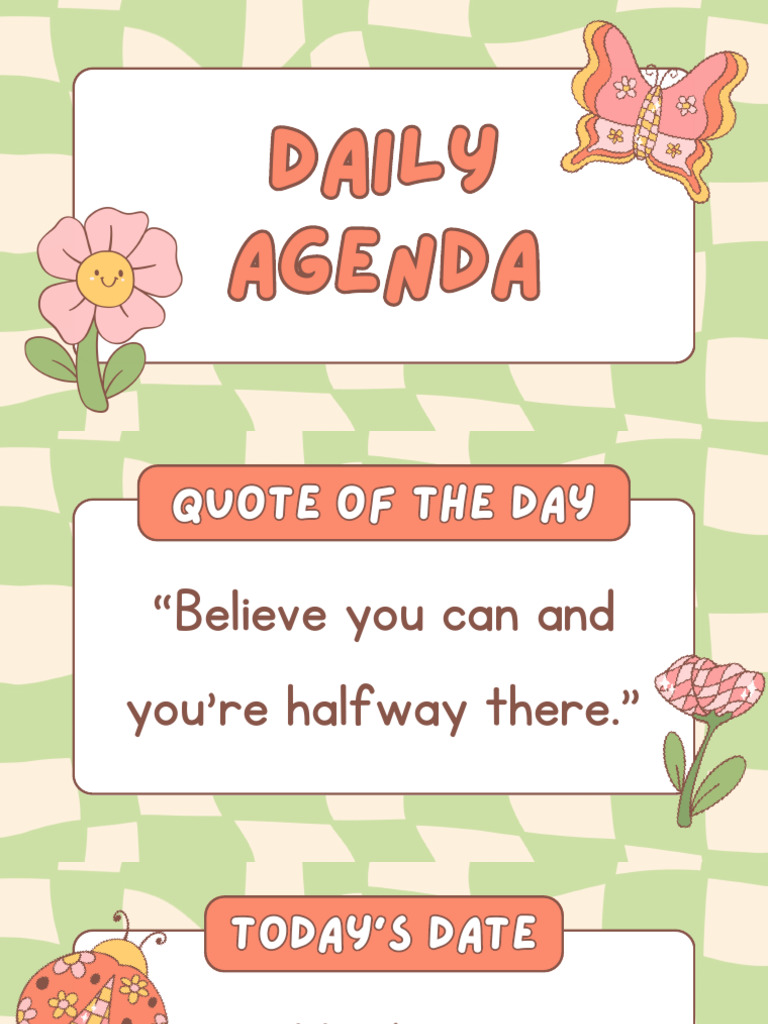 Groovy Spring Daily Agenda Classroom Slides Presentation in Colorful ...