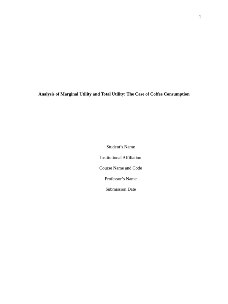 Analysis of Marginal Utility and Total Utility | PDF | Utility ...