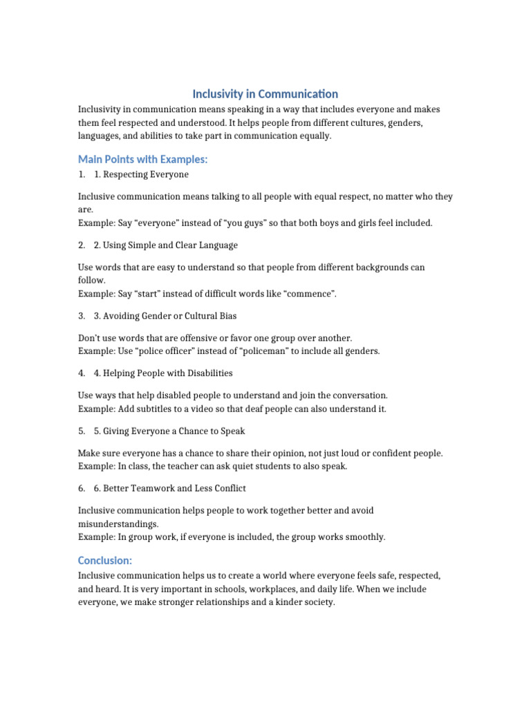 Inclusive Communication Easy | PDF