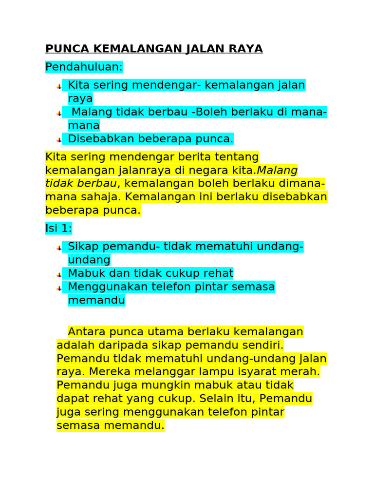 Punca Kemalangan Jalan Raya | PDF