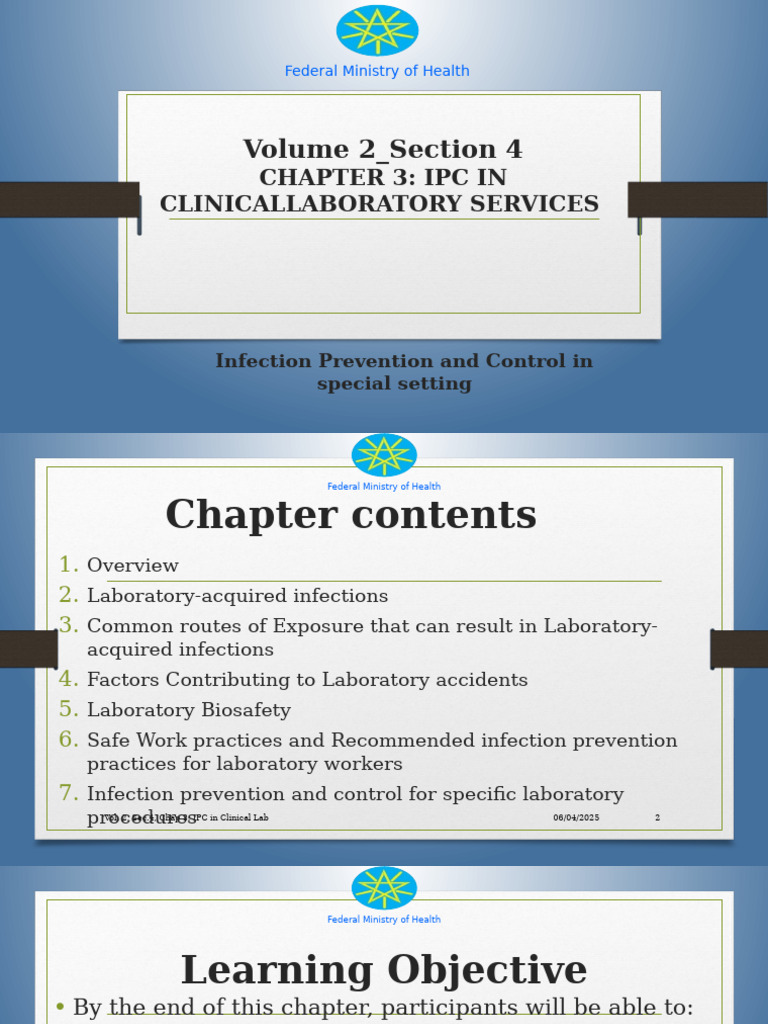 Vol 2 - Section 4 - Chapter 3 - Ipc in Clinicallaboratory Services | PDF | Infection | Laboratories