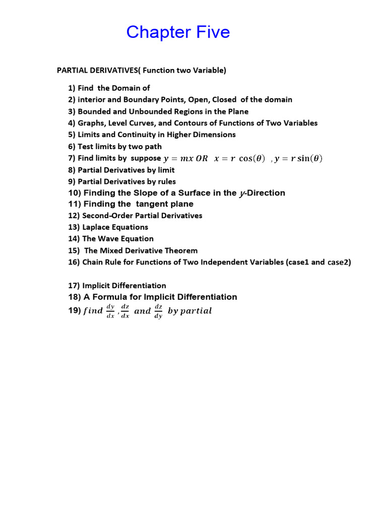 Chapter 5 (Function of Two Variables) | PDF