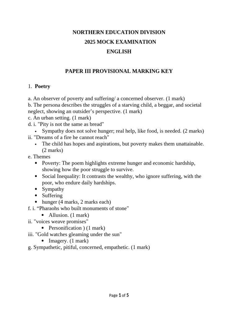 English Form 4 Mock Paper III Marking Key | PDF | Macbeth