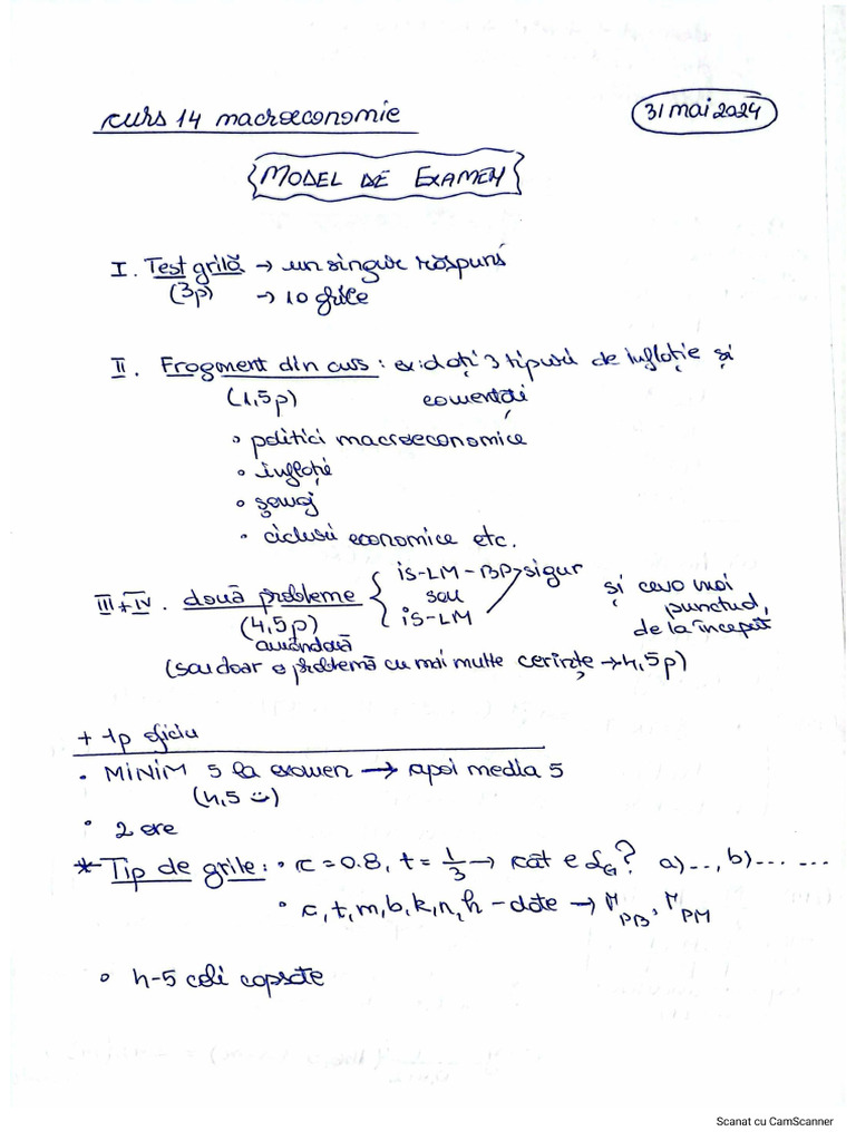 Macro Curs - 14 - Model Examen | PDF