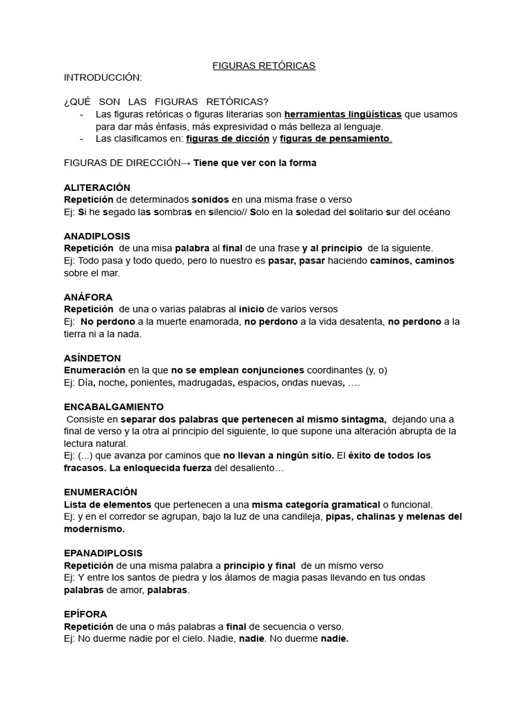 Figuras Retóricas: Definición y Ejemplos | PDF | Palabra | Lingüística