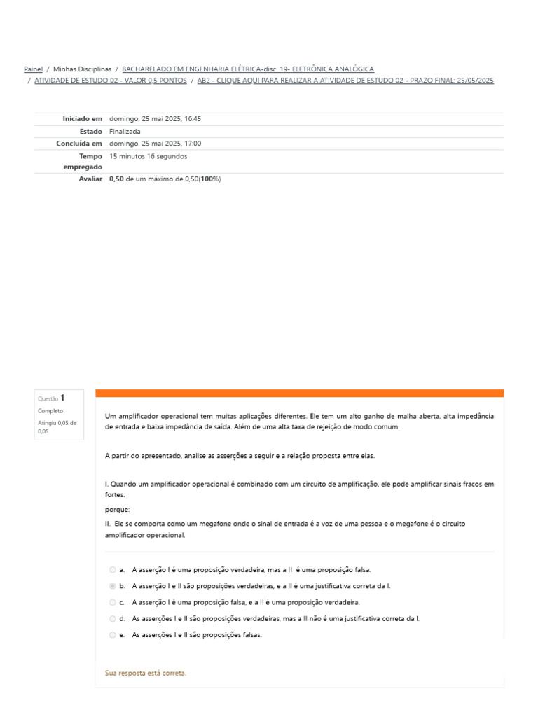 Atividade de Estudo 02 - Eletrônica Analógica-1 | PDF | Amplificador operacional | Transistor