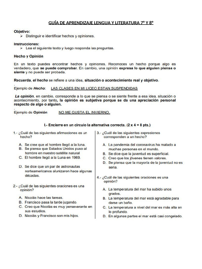 Hecho y Opinion | PDF