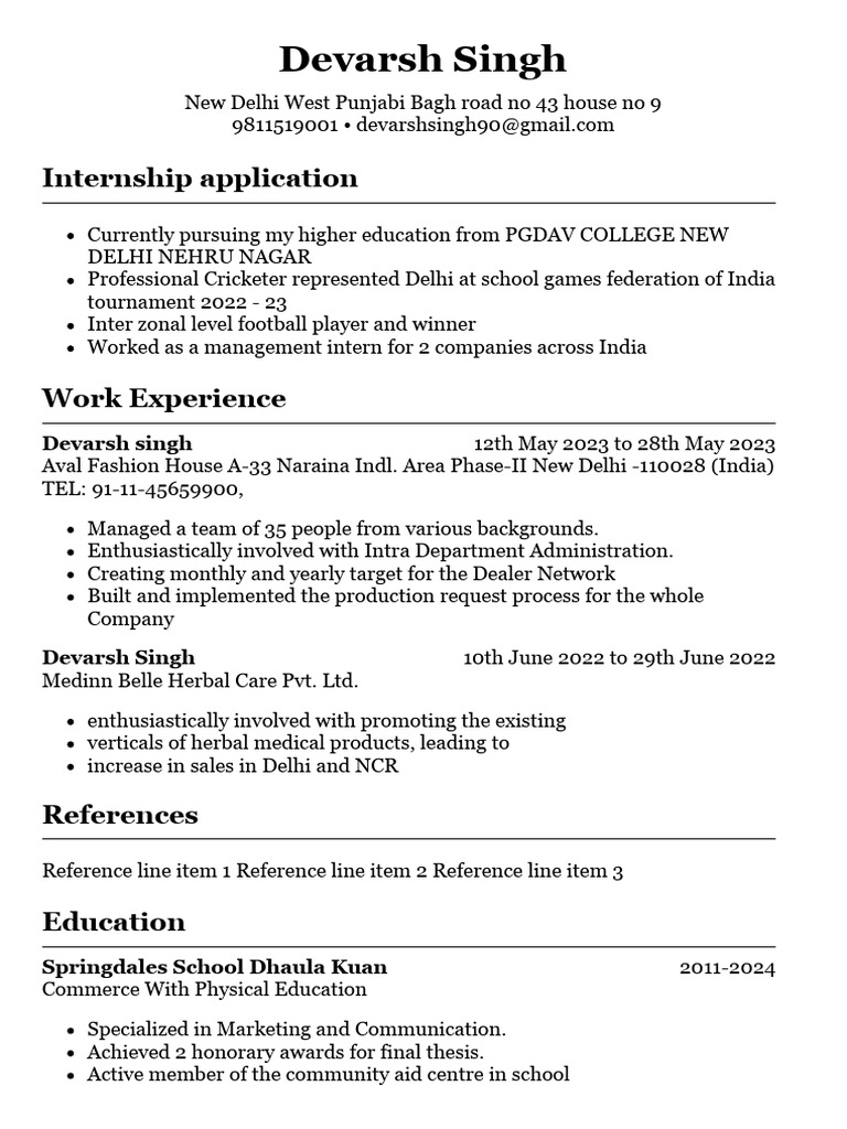 Resume Devarsh Singh | PDF
