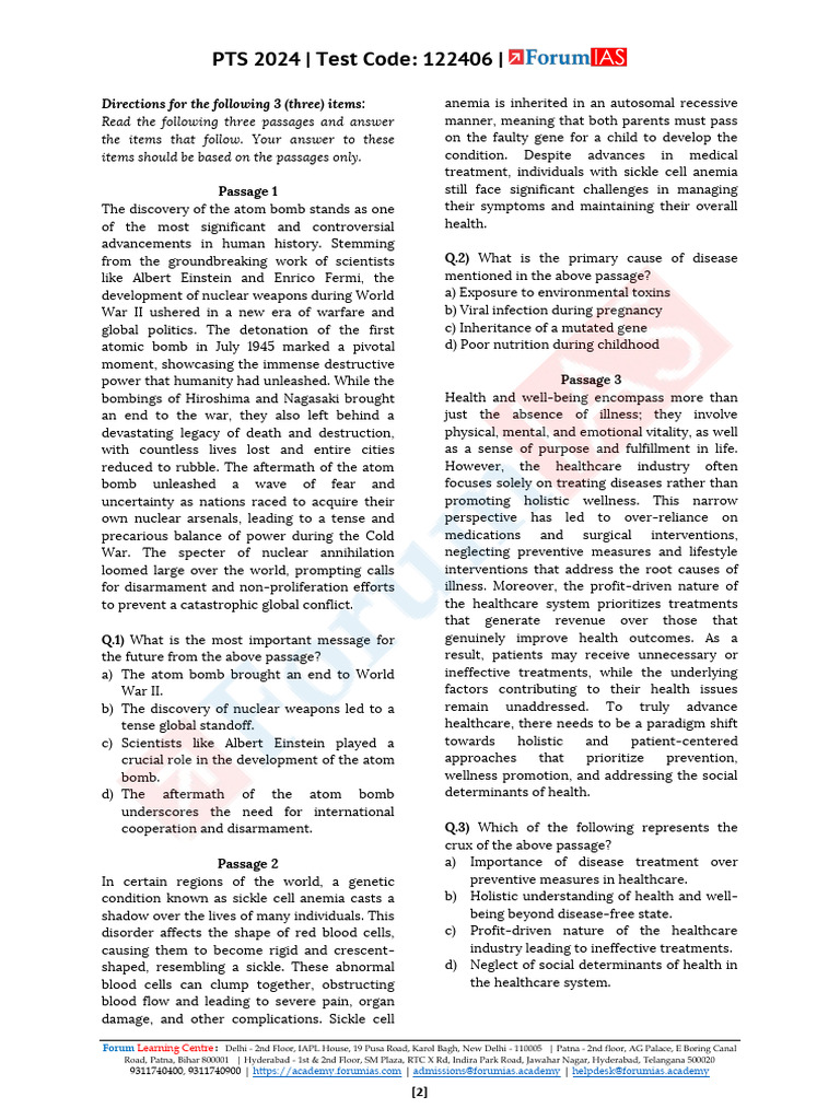 PTS 2024 CSAT Simulator Test 6 QP Eng | PDF | Confucianism | Pollution