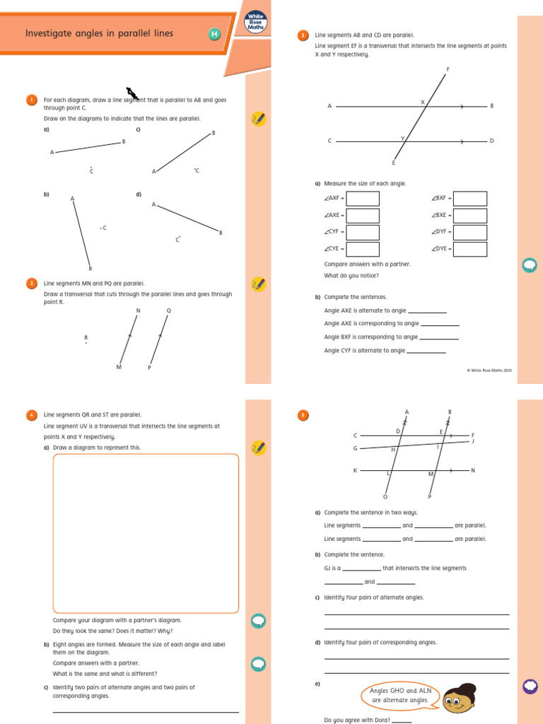 Y7 Summer Block 2 WO9 Investigate Angles in Parallel Lines H 2020 | PDF ...