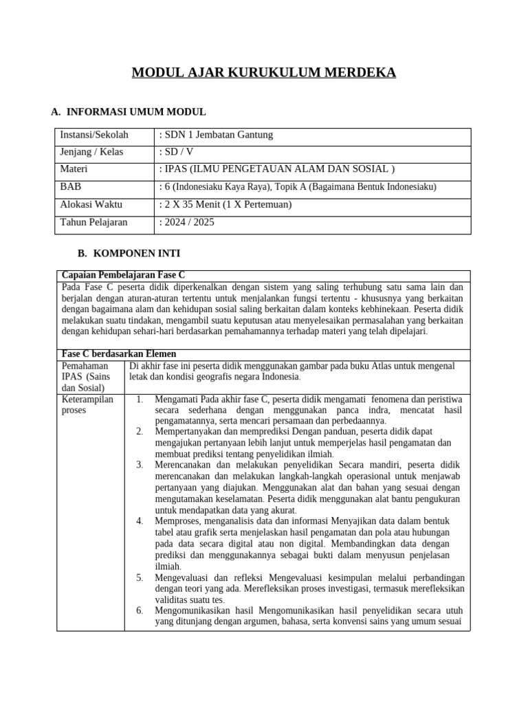 Modul Ajar Ipas-Kelas-5b | PDF