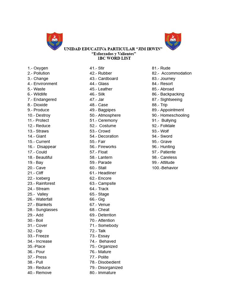1 BC Word List .Docx-6751712337364 | PDF