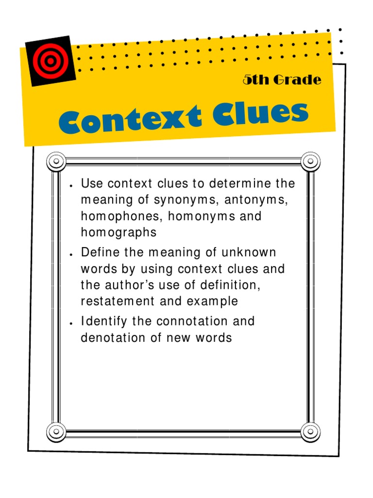 Context Clues: 5th Grade | PDF | Semantics | Word