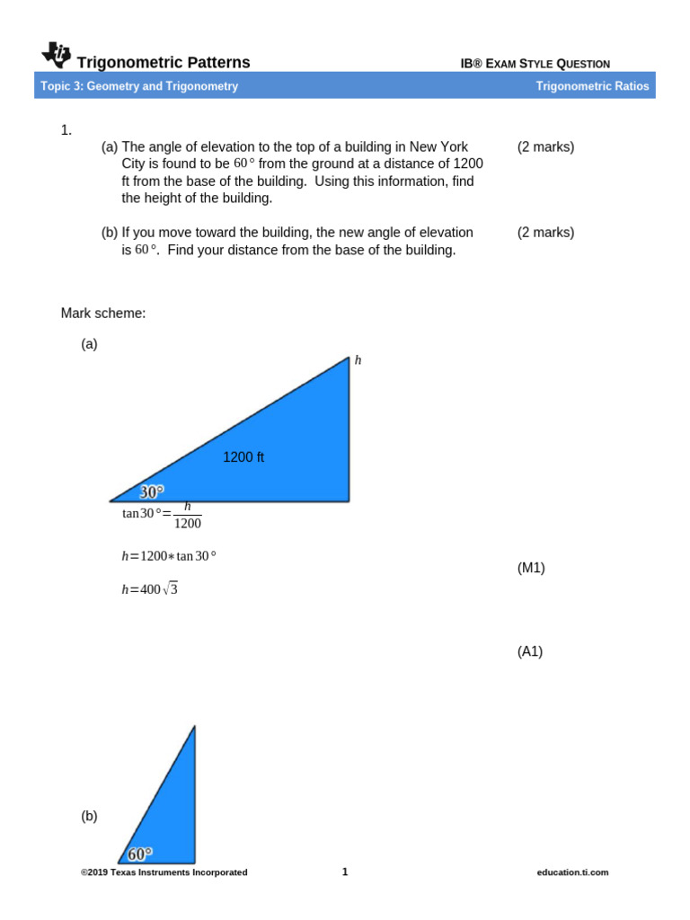 Trigonometric Patterns - IB Question | PDF
