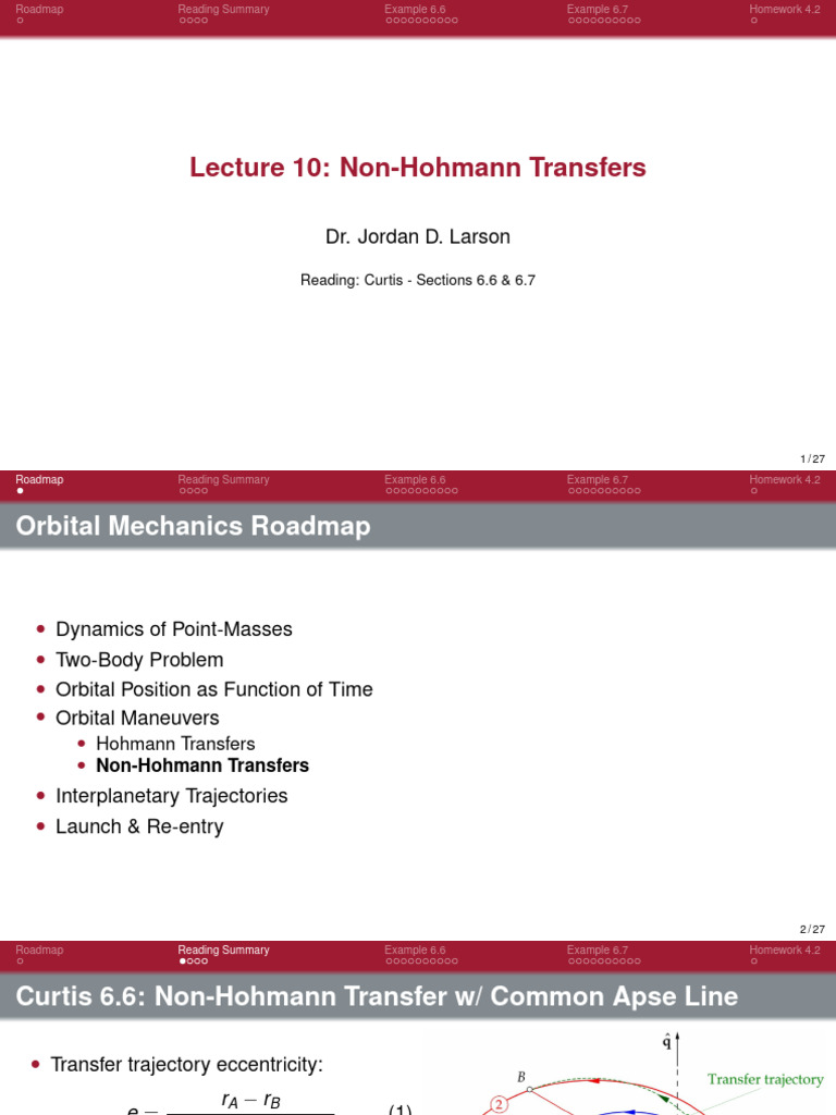 Lecture10 Non-Hohmann Transfers | PDF | Orbital Maneuver | Outer Space
