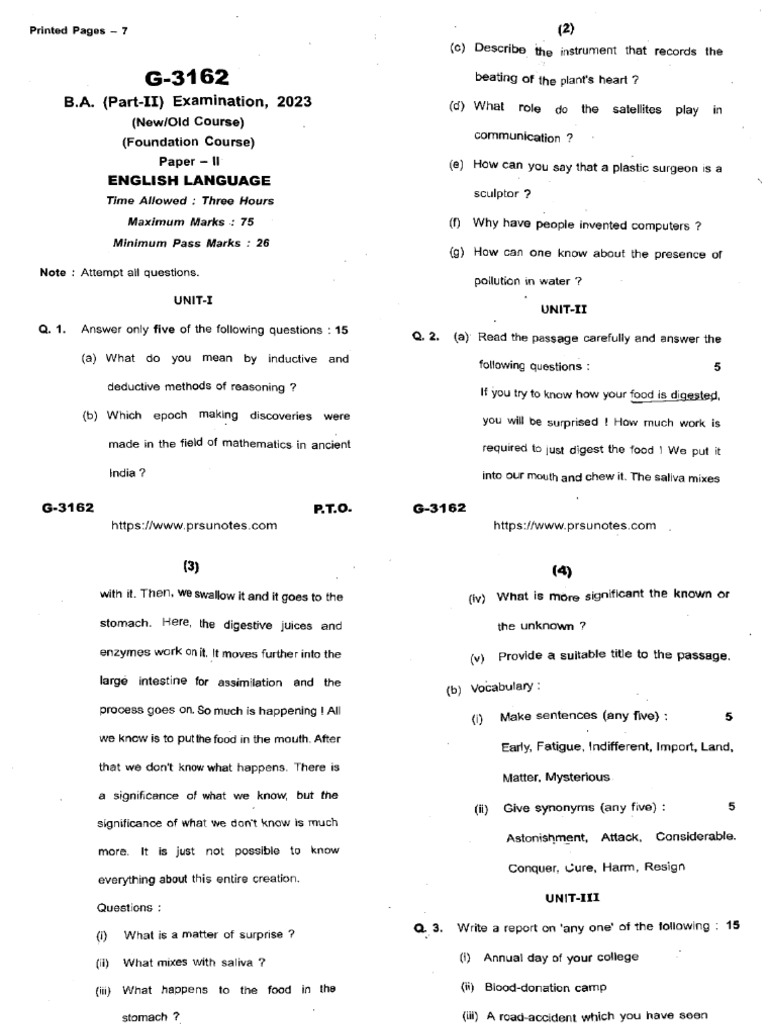 Ba Part 2 FC English Language G 3162 2023 | PDF