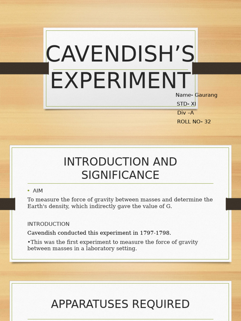 Cavendish's Experiment | PDF