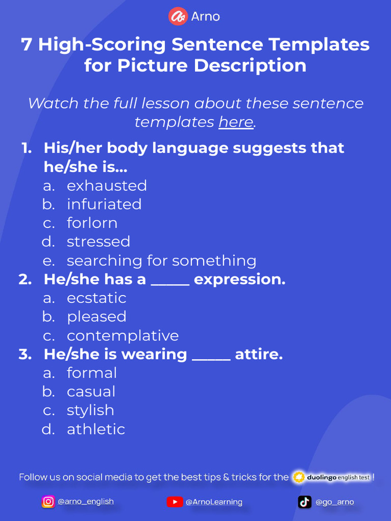 7 High-Scoring Sentence Templates For Picture Description | PDF