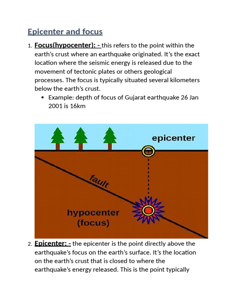 Epicenter vs. Focus in Earthquakes | PDF