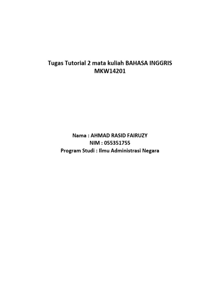 Tugas Tutorial 2 - BHS - Inggris | PDF