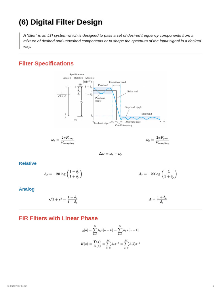 (6) Digital Filter Design | PDF | Filter (Signal Processing) | Control ...