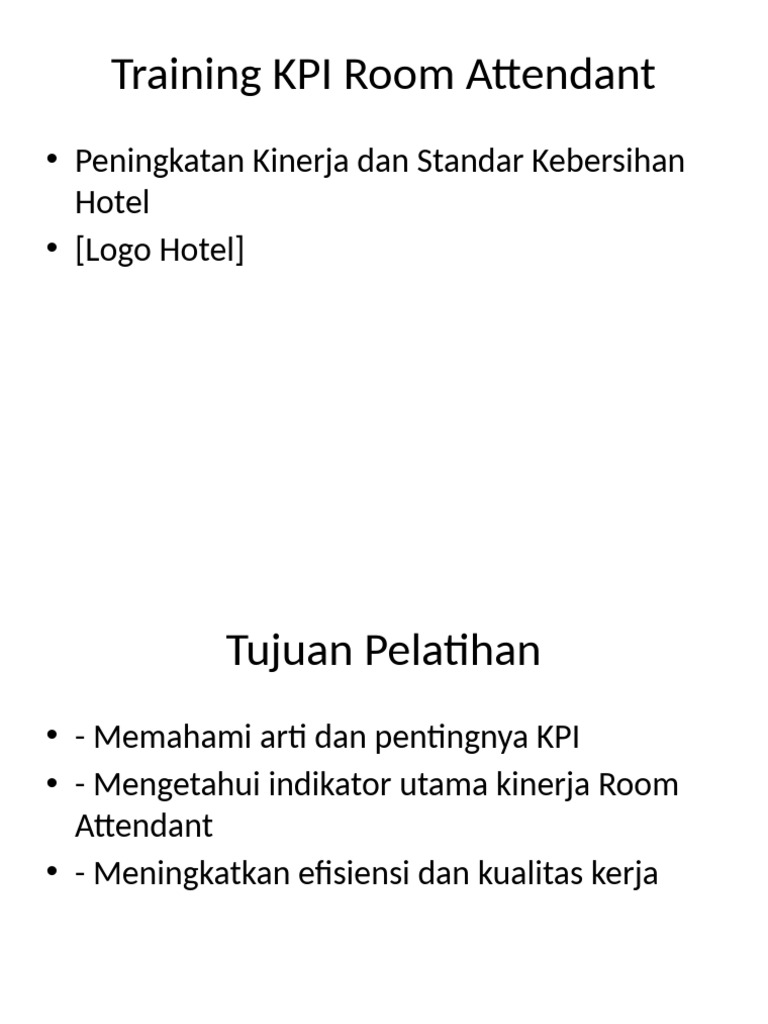Training KPI Room Attendant | PDF