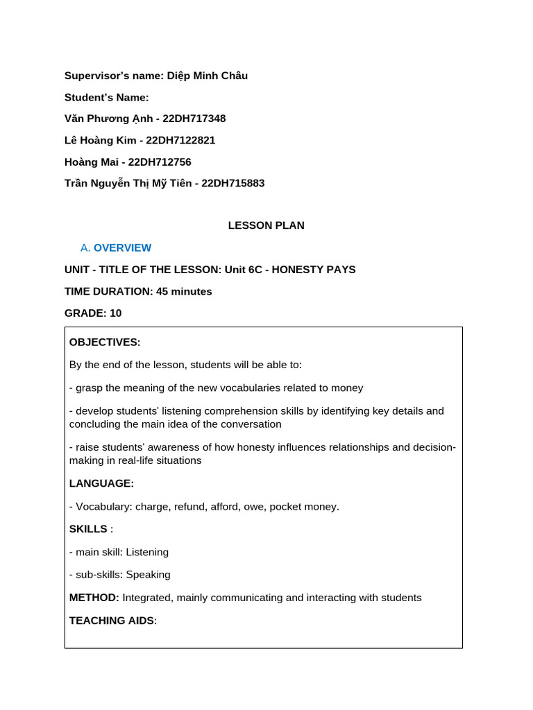 Lesson Plan - Listening Skill 1 | PDF | Linguistics | Human Communication