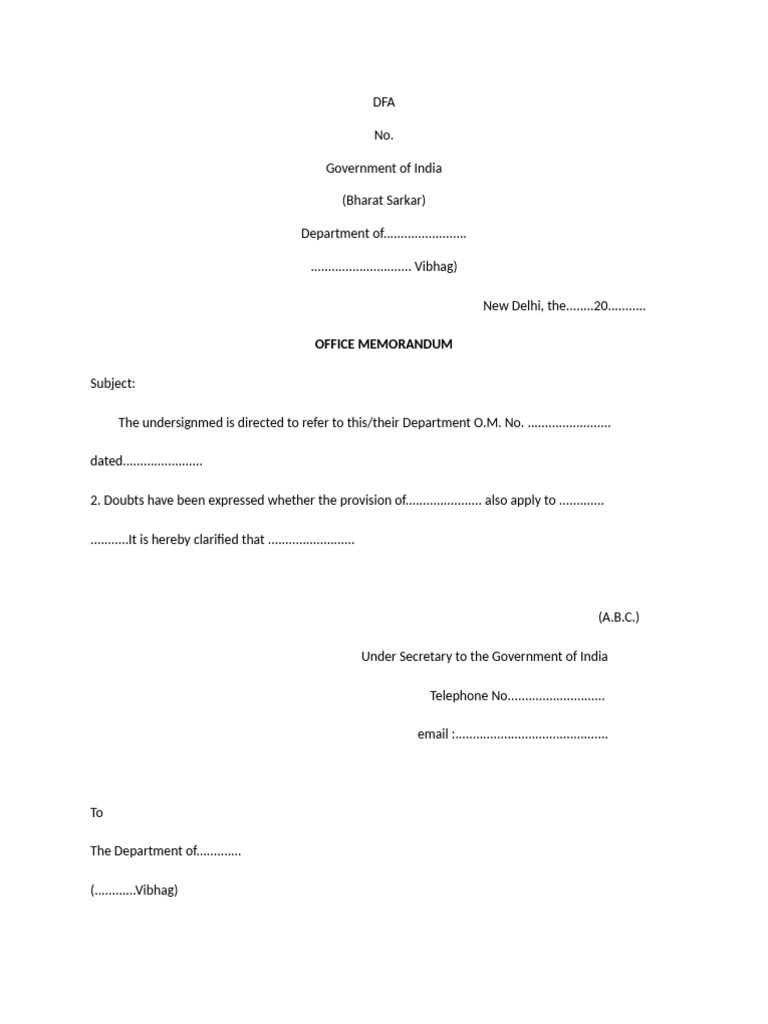 Office Memorandum Format Guidelines | PDF