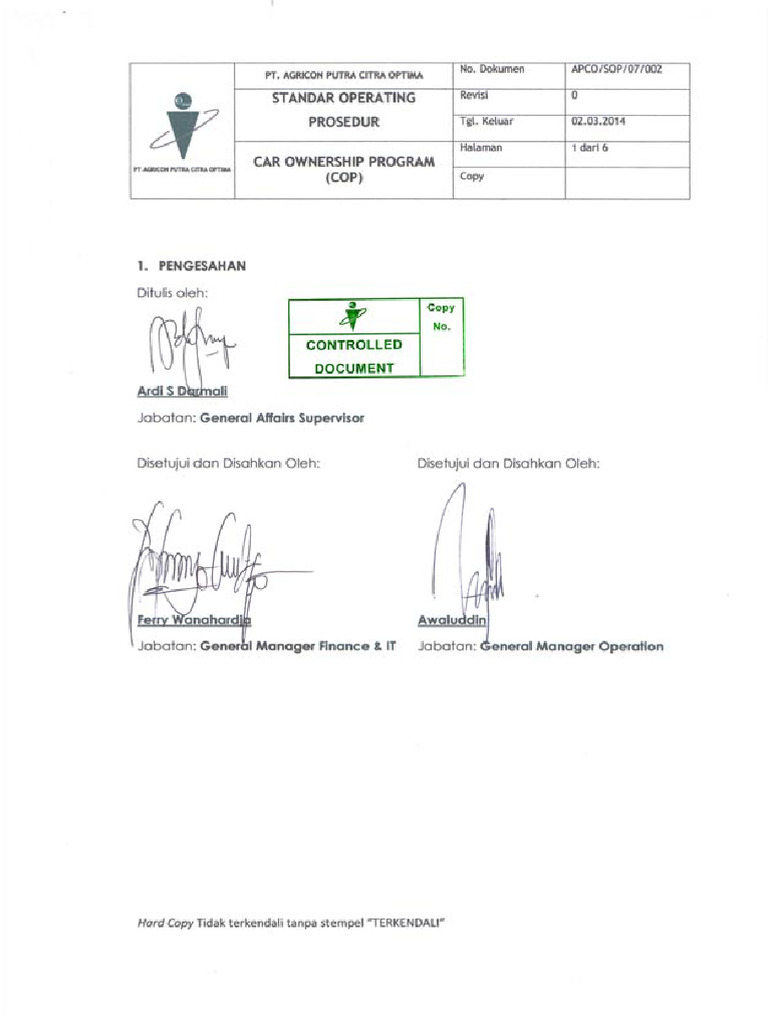 SOP Car Ownership Program | PDF