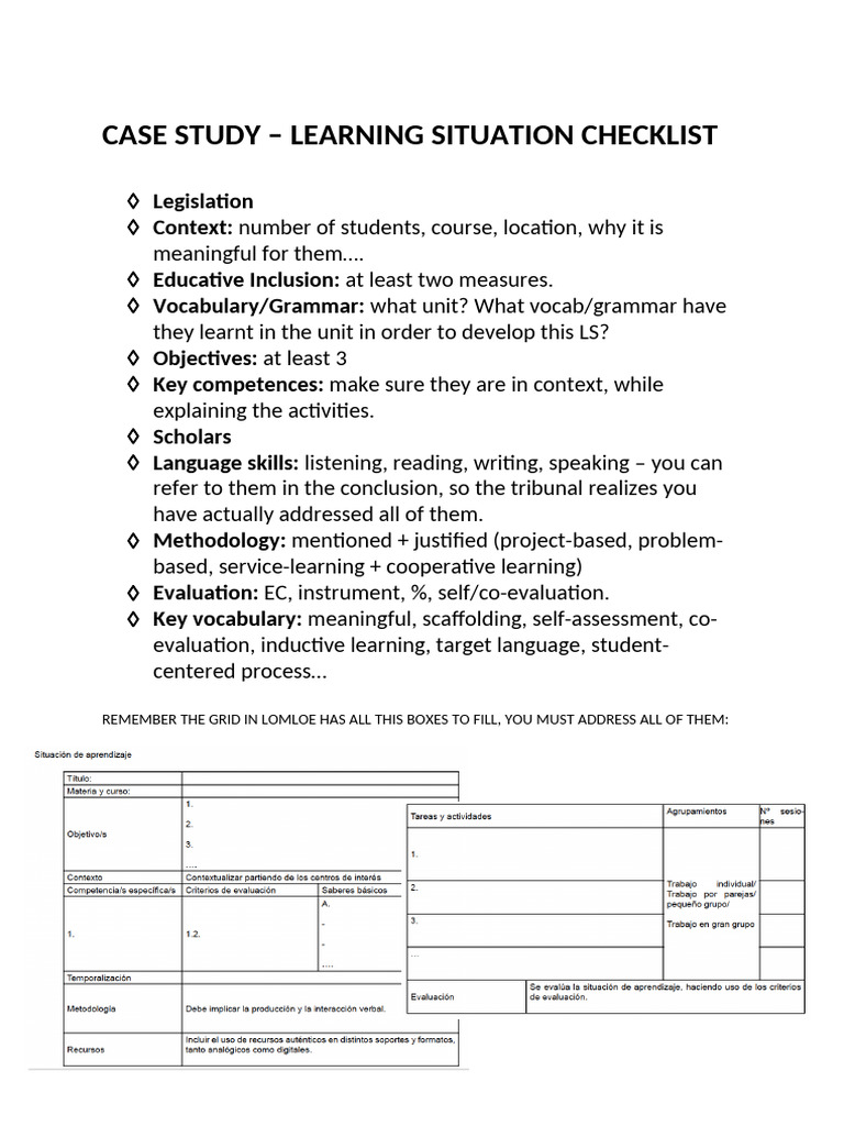 Case Study Checklist Ls | PDF